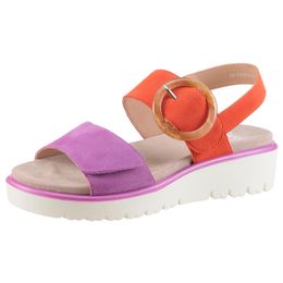 Sandale Ara "BILBAO", Damen, Gr. 37, pink (pink, orange), Ziegenveloursleder, Schuhe Sandale, Keilsandale, Plateausandale mit Klettverschl&uuml;ssen, G-Weite