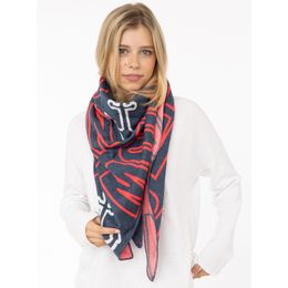 Modetuch Zwillingsherz ""Anker Moin"", Damen, blau (jeansblau), Feinstrick, Baumwollmischung, Modetücher, Küstenfeeling, Baumwollmischung, Feinstrick, Schriftzug, maritim