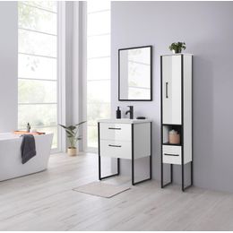 Waschtisch Welltime "Paris", weiß, B:61,5cm H:86cm T:46,5cm, MDF, Metall, Waschtische, Breite 60cm, Badmöbel Loft Design, Metall, inkl. Waschbecken
