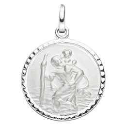 Runder Anhänger Jobo "Schutzpatron Christopherus", silber (silber 925), Schmuckanhänger, Damen, Silber 925 (Sterlingsilber), rund 925 Silber
