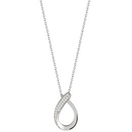 Kette mit Anhänger UNIKE JEWELLERY "CLASSY OVAL, UK.CL.1204.0081", silber (silberfarben, kristallweiß), Halsketten, Damen, Silber 925 (Sterlingsilber), L: 47, mit Zirkonia (synth.)