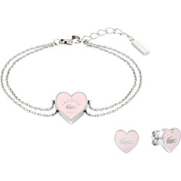 Schmuckset Lacoste, bunt (edelstahlfarben, rosa), Schmuck_Sets, Damen, Edelstahl