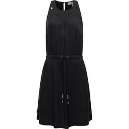 Blusenkleid Ragwear "Sanai", Damen, Gr. XL (42), Normalgrößen, schwarz, 100% Viskose, tailliert ca. Mitte Oberschenkel, Rundhals, Ärmel ohne Ärmelschlitz normaler Saum, Kleider, stylisches Sommerkleid mit verspielten Details