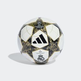 Fußball adidas Performance "UCL RM MINI SMU" Gr. 1, weiß (weiß, schwarz, gold metallic), Bälle, Kinder, 1, 0,4 g, Real Madrid, B:22,3cm H:17,3cm T:22cm