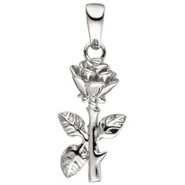 Blumenanhänger Jobo "Anhänger Rose", silber (silber 925), Schmuckanhänger, Damen, Silber 925 (Sterlingsilber), 925 Silber