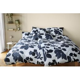 Bettwäsche Elegante "Shadows", denim, blau, B/L: 135cm x 200cm, 1 Stk., 1 Stk., Interlock-Jersey, B/L: 80cm x 80cm, 2 Stk., Interlock-Jersey, Obermaterial: 100% Baumwolle, Bettwäsche, angenehmes Hautgefühl