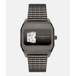 Quarzuhr Liebeskind Berlin "Vinyl Vision", schwarz, Armbanduhren, Damen, Armbanduhr, Damenuhr, Edelstahlarmband, analog