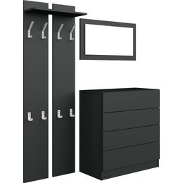 borchardt Möbel Garderoben-Set BORCHARDT MÖBEL "Vaasa 3", schwarz (schwarz matt), Kastenmöbel-Sets, mit Push to Open-Funktion