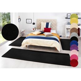 Bettumrandung Hanse Home "Fancy" Gr. 14, schwarz, H:7mm, Obermaterial: 100% Polypropylen, Bettumrandungen, Unifarben, Bettvorleger, 3-teiliges Läufer-Set fürs Schlafzimmer