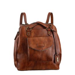 Henkeltasche Rieker, Damen, Gr. B/H/T: 31cm x 32cm x 12cm, braun, Lederimitat, Taschen, Damen-Tasche, Umhängetasche, auch als Rucksack tragbar