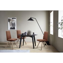 Polsterstuhl stressless "Laurel", braun (copper paloma, eiche natur), B:49cm H:92cm T:59cm, Leder PALOMA: PALOMA ist ein durchgefärbtes Semianilin-Möbelleder mit natürlicher Narbung., Stühle, Low Back, Größe M, mit schräggestellten Beinen in Eiche natur