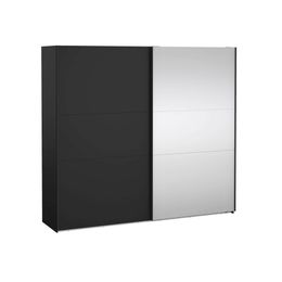 Schwebetürenschrank Home Affaire "Como, Kleiderschrank, Schlafzimmerschrank", schwarz matt, spiegel, B:244cm H:221cm T:66,6cm, FSC-zertifizierter Holzwerkstoff, Schränke, 1 Schwebetür, 1 Spiegelschiebetür, Kleiderstange, Einlegeboden