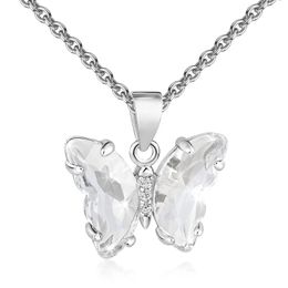Kette mit Anhänger Firetti "Schmuck Geschenk Silber 925 Halsschmuck Ankerkette Schmetterling", silberfarben, kristallweiß, Halsketten, Damen, Silber 925 (Sterlingsilber), L: 45 B: 1,1mm, Made in Germany - mit Zirkonia (synth.), B:1,1mm