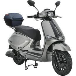 Motorroller Alpha Motors "Napoli 125 ccm 85 km/h EURO 5+ (mit/ohne Topcase)", silber (silberfarben, schwarz, schwarz), Motorroller, mit Topcase, 85 km/h, B:72cm H:117cm L:182cm