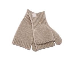 Strickhandschuhe Chillouts "Nadine Glove", Damen, braun (hellbraun), Feinstrick, Materialmix, meliert, unifarben, Handschuhe, mit Knopfverschlusssystem
