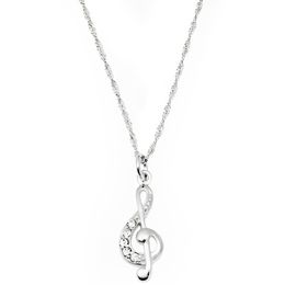 Kette mit Anhänger Amor "Notenschlüssel, 2016036", bunt (silberfarben, weiß), Halsketten, Damen, Silber 925 (Sterlingsilber), L: 45, mit Zirkonia (synth.)