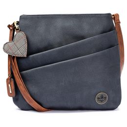 Umhängetasche Rieker, Damen, Gr. B/H/T: 24cm x 27cm x 6cm, bunt (dunkelblau, braun), Lederimitat, Taschen, Schultertasche, Damen Handtasche mit zwei Hauptfächern