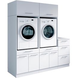 Mehrzweckschrank-Set LAUNDREEZY "Laundreezy, 5-tlg. Mehrzweckschrank-Set B/H/T 186/200/68 cm", weiß matt, B:186cm H:200cm T:68cm, Holzwerkstoff, Kastenmöbel-Sets, Breite 186 cm, Soft-Close-Funktion für Türen