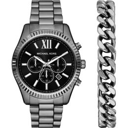 Chronograph Michael Kors "LEXINGTON", grau (anthrazit), Armbanduhren, Herren, Quarzuhr, Armbanduhr, Herrenuhr, Edelstahlarmband, analog, Tag