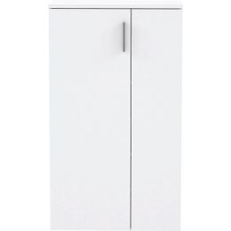 Schuhschrank FORTE "Boots", weiß, B:68,9cm H:120,4cm T:34,1cm, Dekorfolie, FSC-zertifizierter Holzwerkstoff, Metall, Schränke, Schuhkommode ca. 18 Paar Schuhe, Breite ca.69cm