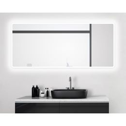 Badspiegel Talos "Moon", silber (silberfarben), B:160cm H:2,5cm T:70cm, Spiegel, LED Spiegel, Design Lichtspiegel