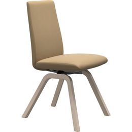 Polsterstuhl stressless "Laurel", beige (sand paloma, eiche gekalkt), B:49cm H:92cm T:59cm, Leder PALOMA: PALOMA ist ein durchgefärbtes Semianilin-Möbelleder mit natürlicher Narbung., Stühle, Low Back, Größe M, mit schräggestellten Beinen in Eiche gekalkt