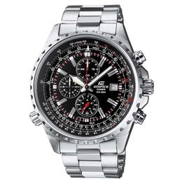 Chronograph CASIO EDIFICE, schwarz (schwarz, silberfarben), Armbanduhren, Herren, Quarzuhr,Armbanduhr,Herrenuhr,Edelstahlarmband, bis 10 bar wasserdicht