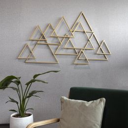 Wandbild Art for the home "Modern Geo", gold (farbe bild(er): gold), B:111cm H:64cm T:3cm &Oslash;:3cm, Metall, Bilder, ration Metal Kunst Luxus Modern Dreiecke 1.11m x 64 cm