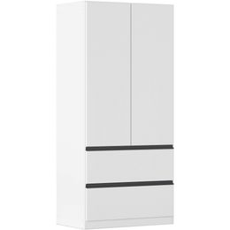 Drehtürenschrank Rauch "Kleiderschrank Schrank Garderobe Wäscheschrank COSTA in 3 Breiten", schwarz-weiß (alpinweiß, schwarz), B:90cm H:197cm T:54cm, Holzwerkstoff, Schränke, viel Platz, grifflose Front und Push-to-Open Funktion MADE IN GERMANY