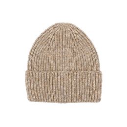 Strickmütze CAPO, Damen, beige, Strick, Materialmix, meliert, Mützen, Melange-Optik, Rippenstrick, breiter Umschlag