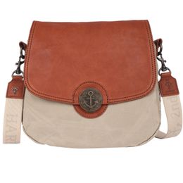 Umhängetasche Harbour 2nd "Naomi", Damen, Gr. B/H/T: 30cm x 25cm x 10cm, braun (khaki, cognac), Canvas, Taschen, Schultertasche Arbeitstasche