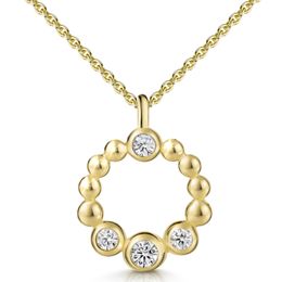 Kette mit Anhänger Firetti "Schmuck Geschenk Silber 925 Halsschmuck Ankerkette Kreis rund Kugeln", gelbgoldfarben, kristallweiß, Halsketten, Damen, Silber 925 (Sterlingsilber), L: 45 B: 1,3mm, Made in Germany - mit Zirkonia (synth.), B:1,3mm