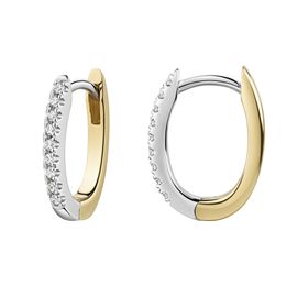 ZEEme Damen Paar Creolen "925/- Sterling Silber rhodiniert und vergoldet Zirkonia", one-size, Silber 925 (Sterlingsilber)mehrfarbig, wei&szlig;, Silber 925
