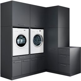 Mehrzweckschrank-Set LAUNDREEZY "Laundreezy, 6-tlg. Mehrzweckschrank-Set B/H/T 203/238/68 cm", anthrazit matt, B:203cm H:238cm T:68cm, Holzwerkstoff, Kastenmöbel-Sets, Breite 203 cm, Soft-Close-Funktion für Türen