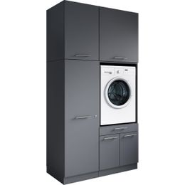 Mehrzweckschrank-Set LAUNDREEZY "Laundreezy, 4-tlg. Mehrzweckschrank-Set B/H/T 118/238/68 cm", anthrazit matt, B:118cm H:238cm T:68cm, Holzwerkstoff, Kastenmöbel-Sets, Breite 118 cm, Soft-Close-Funktion für Türen