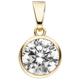 Runder Anhänger Jobo, gold (goldfarben), Schmuckanhänger, Damen, Silber 925 (Sterlingsilber), rund 925 Silber vergoldet mit Zirkonia