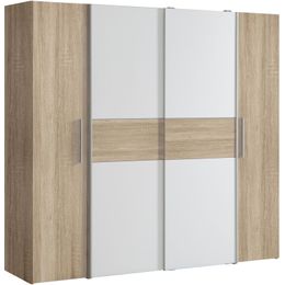 Kleiderschrank FORTE "Kalixtus, OTTOs Choice, TOPSELLER, Made in Europe", weiß (sonoma eiche, weiß), B:200,1cm H:190,5cm T:61,6cm, FSC-zertifizierter Holzwerkstoff, Schränke, Kombination aus Dreh- und Schwebetüren, mehrere Farben