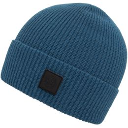 Beanie Chillouts "Karl Hat", Damen, blau, Rippstrick, Obermaterial: 100% Baumwolle, unifarben, Mützen, Einheitsgröße, flexibel ca. 53-62 cm, vielseitig kombinierbar