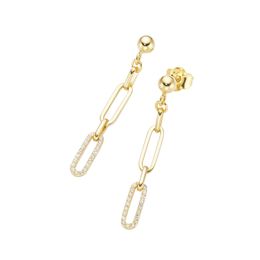 Paar Ohrstecker Luigi Merano "l&auml;ngliche Glieder als Behang, Zirkonia Steine, Gold 375", gold, Ohrringe, Damen, Gelbgold 375