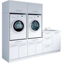 Mehrzweckschrank-Set LAUNDREEZY "Laundreezy, 6-tlg. Mehrzweckschrank-Set B/H/T 236/200/68 cm", weiß matt, B:236cm H:200cm T:68cm, Holzwerkstoff, Kastenmöbel-Sets, Breite 236 cm, Soft-Close-Funktion für Türen