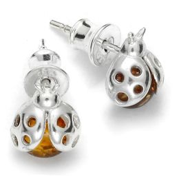 Paar Ohrstecker OSTSEE-SCHMUCK "OSTSEE-SCHMUCK Ohrstecker Marienk&auml;fer Ohrstecker Marienk&auml;fer", wei&szlig;, Ohrringe, Damen, 9 x 8mm, Silber 925 (Sterlingsilber)