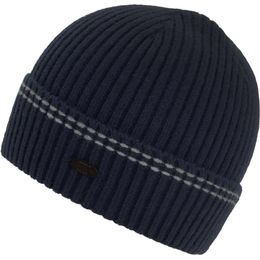 Beanie Chillouts "Kiran Hat", Damen, blau (navy), Strick, Materialmix, Mützen, mit Umschlag und Rippstrickoptik