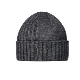 Strickmütze CAPO, Damen, anthrazit, Strick, Wollmischung, unifarben, Mützen, Klassischer Rippenstrick, hoher Wollanteil, gefüttert