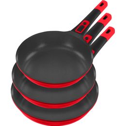 Pfannen-Set King "»Click-Grip Xylan Plus Silver Diamond«", rot, H:5,5cm Ø:28cm, Pfannen, Induktion, abnehmbarer Griff, XYLAN plus Silver Diamond-Beschichtung