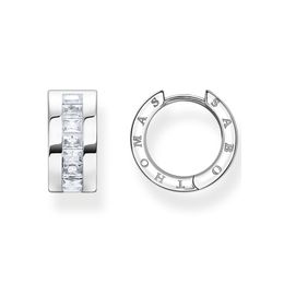 Paar Creolen Thomas Sabo "schwarze Steine pavé, weiße Steine Pavé, CR670-051-14, CR670-643-11", bunt (silberfarben, weiß, kristallweiß), Ohrringe, Damen, Silber 925 (Sterlingsilber), mit Zirkonia (synth.)