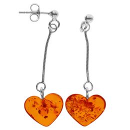 Paar Ohrh&auml;nger OSTSEE-SCHMUCK "OSTSEE-SCHMUCK Ohrh&auml;nger Herz 10 mm Ohrh&auml;nger Herz 10 mm", wei&szlig;, Ohrringe, Damen, 45 x 10mm, Silber 925 (Sterlingsilber)