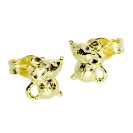 Paar Ohrstecker OSTSEE-SCHMUCK "OSTSEE-SCHMUCK Ohrstecker M&auml;uschen Ohrstecker M&auml;uschen", gelb, Ohrringe, Damen, 7 x 6mm, Gelbgold 333