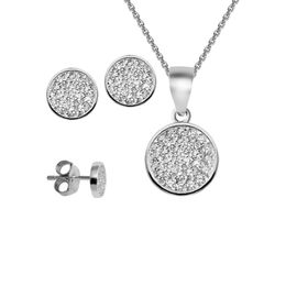 Schmuckset Firetti "Multipack Schmuck Geschenk Silber 925 Halskette Ohrschmuck", silber (silberfarben, kristallweiß, kristallweiß), Schmuck_Sets, Damen, Silber 925 (Sterlingsilber), mit Zirkonia (synth.)