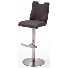 Bistrostuhl MCA furniture "GIULIA Barstuhl Tresenstuhl Tresenhocker", grau (anthrazit, edelstahl gebürstet), B:39cm H:88cm T:50cm, Leder, Stühle, Barhocker,Bistrohocker,Barstuhl,drehbar,Sitzhöhe 53-78cm,mit Lehne