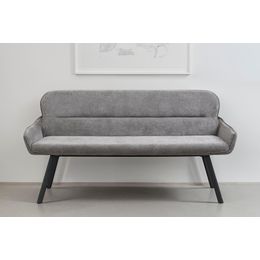 Sitzbank ByLiving "Rico", dunkelgrau, schwarz, B:160cm H:90cm T:62cm, Stoff, Sitzbänke, gemütliche Esszimmerbank in 140 oder 160cm, hochwertiger Stoffbezug